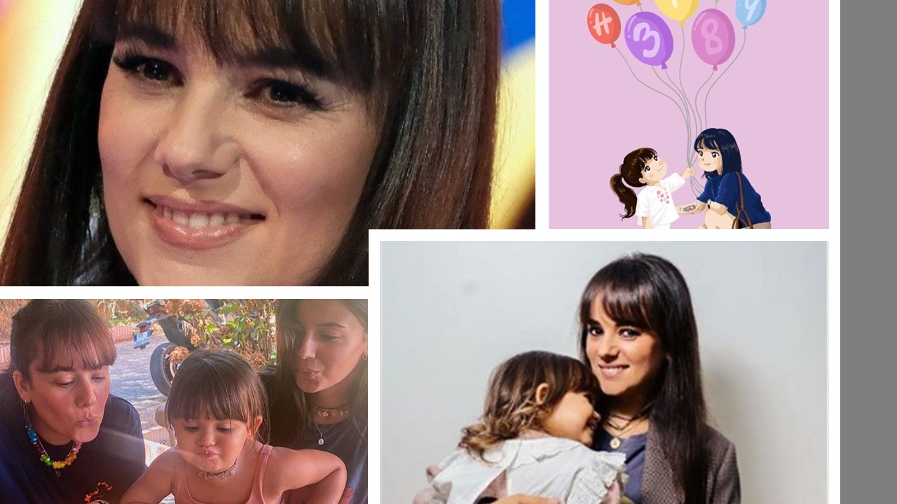 Surrounded by her 2 daughters and blowing out the candles, Alizée ...